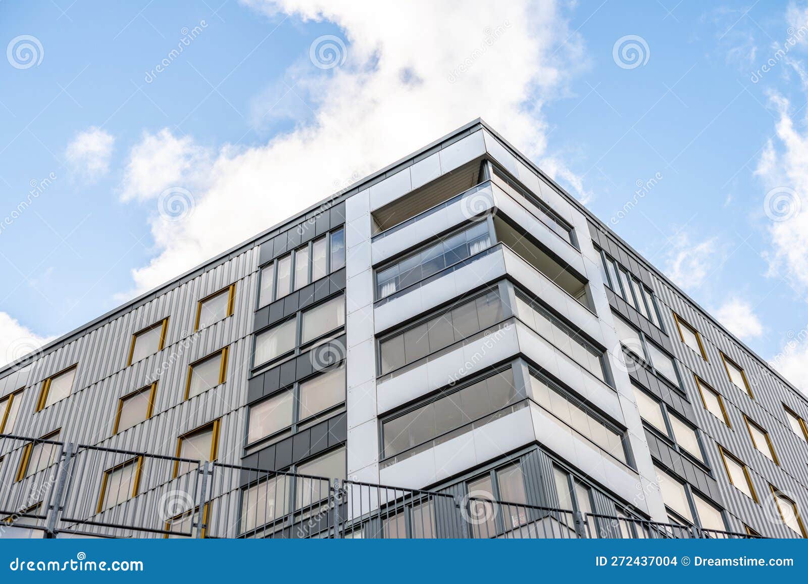 Corner of an Apartment Building on Top of Another Building.. Stock ...