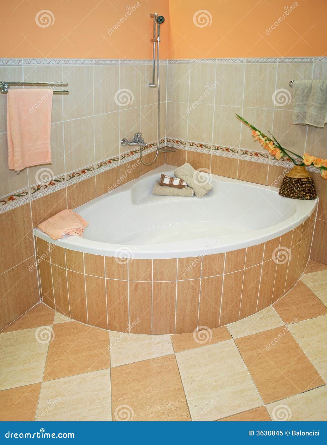 Corner bath stock image. Image of ceramics, bathroom, decorative - 3630845