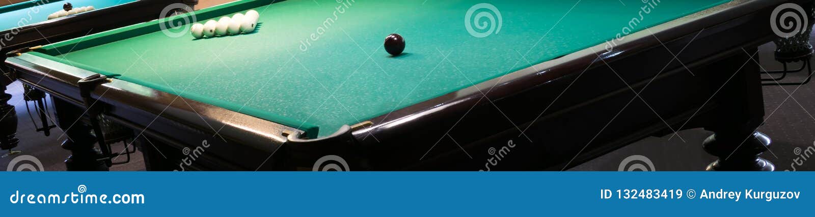 Corner of a Billiard Table with White and Black Balls on it Stock Image ...