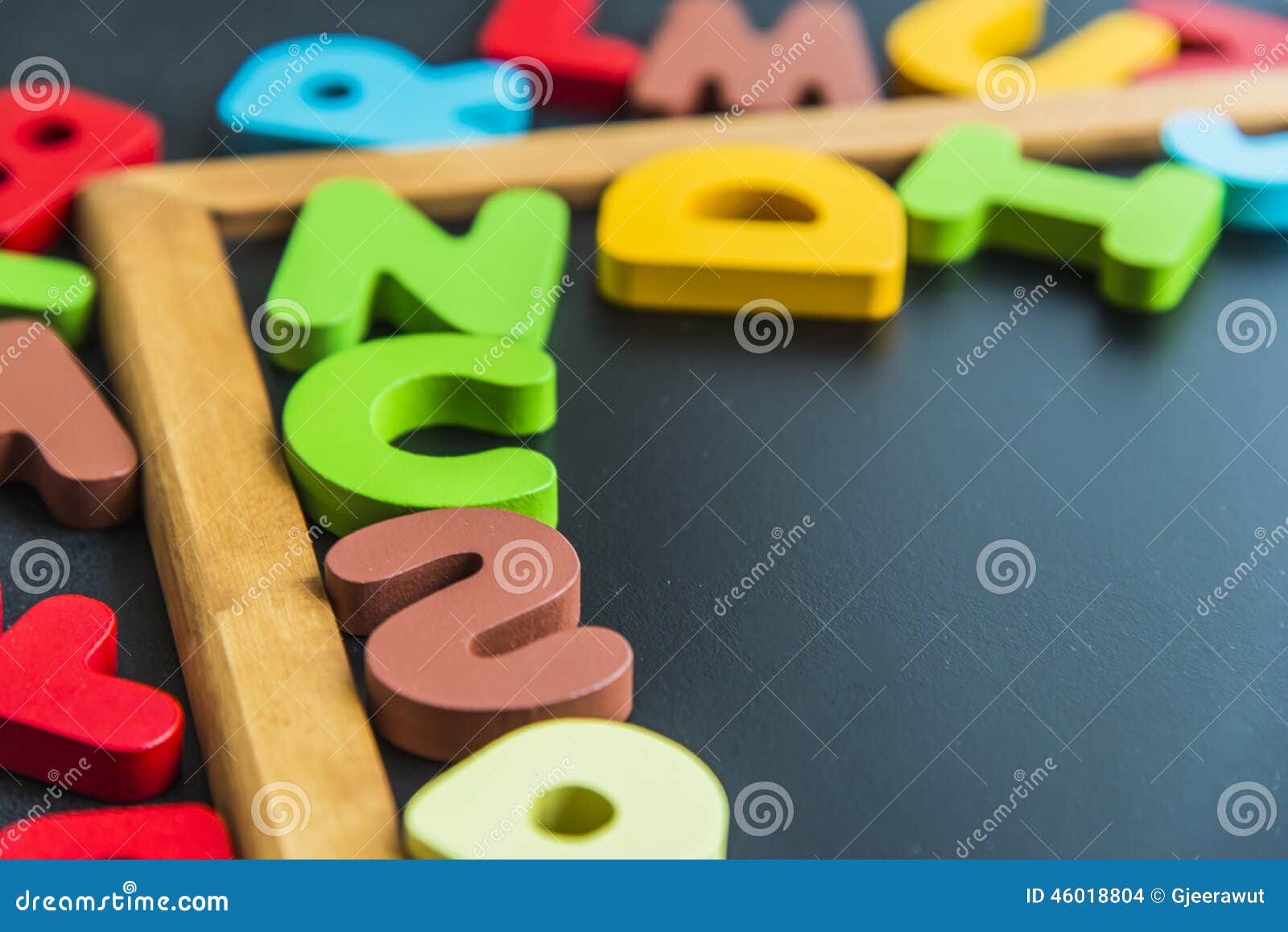 Corner of Black Board with Colorful Alphabet Stock Photo - Image of ...