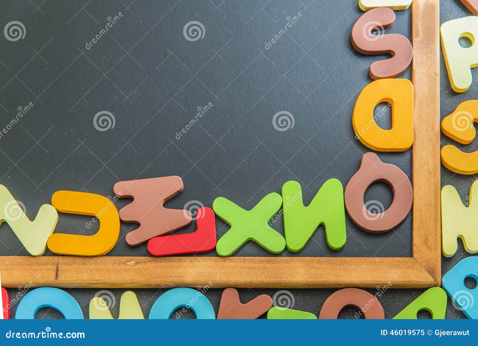 Corner Of Black Board With Colorful Alphabet Stock Image ...