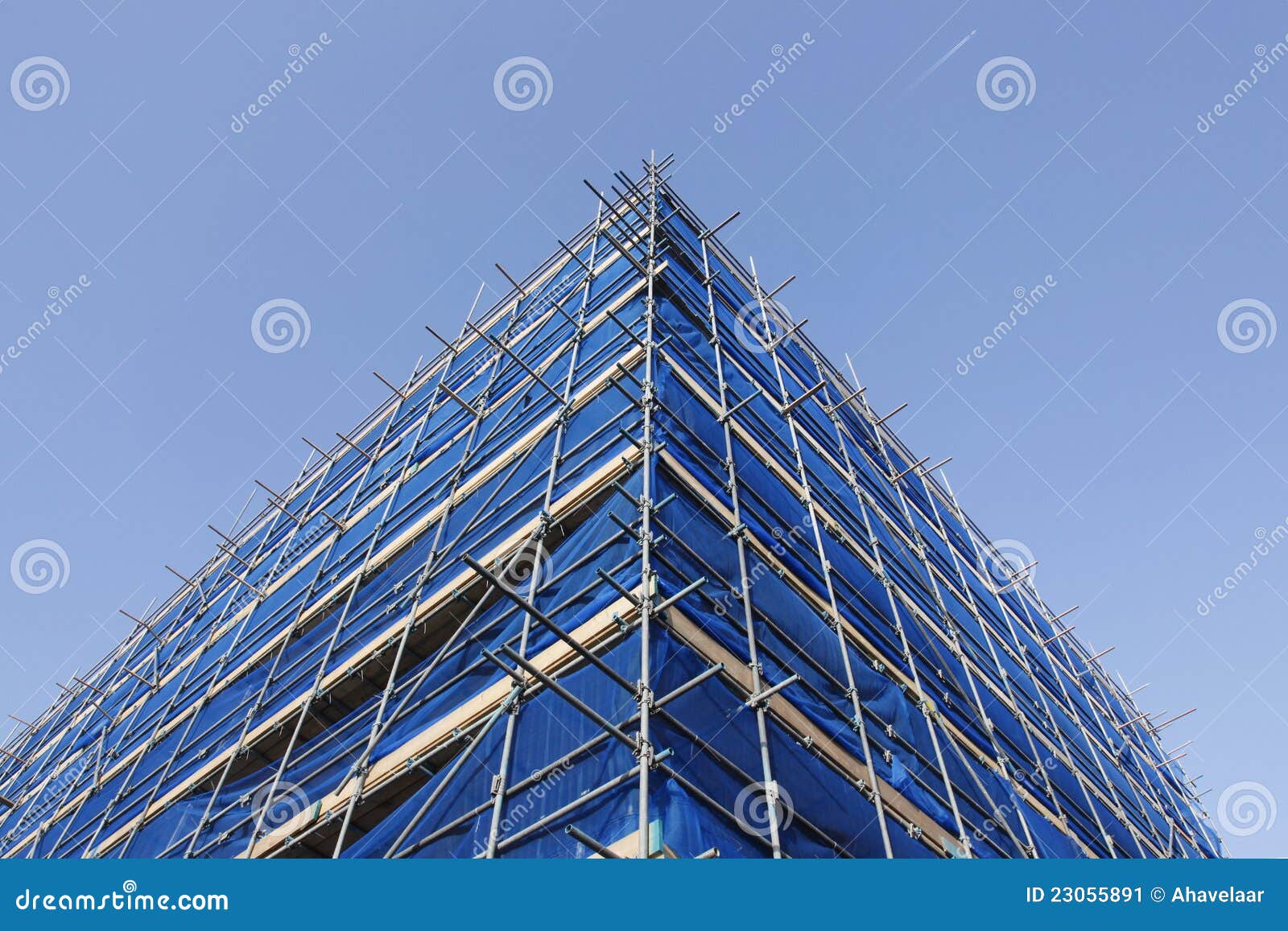 Corner of blue scaffolding stock image. Image of construction - 23055891
