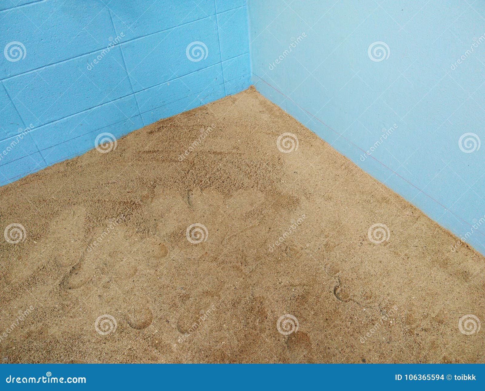Corner by Blue Walls on Sand Ground Stock Photo - Image of rough ...