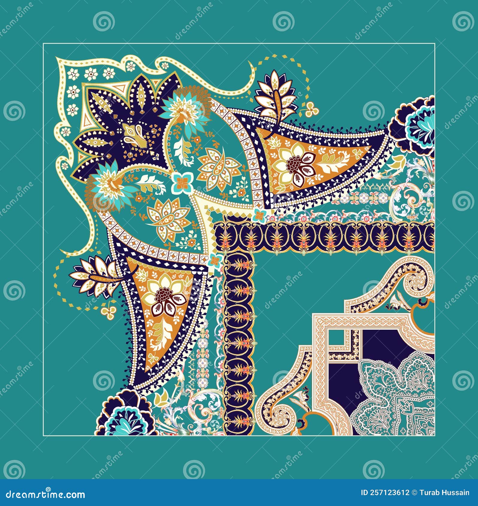 Corner border textile stock illustration. Illustration of sketch ...