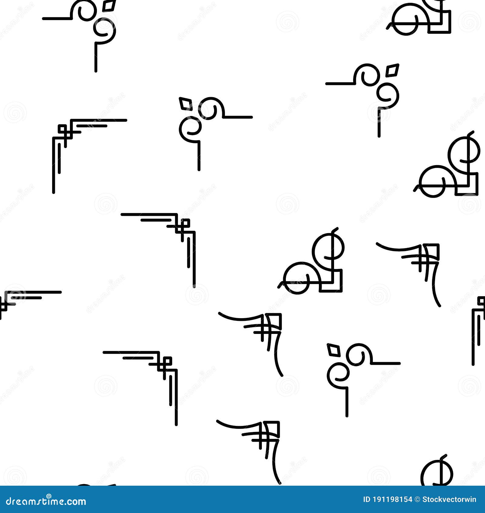 Corner Border Vector Seamless Pattern Stock Vector - Illustration of ...
