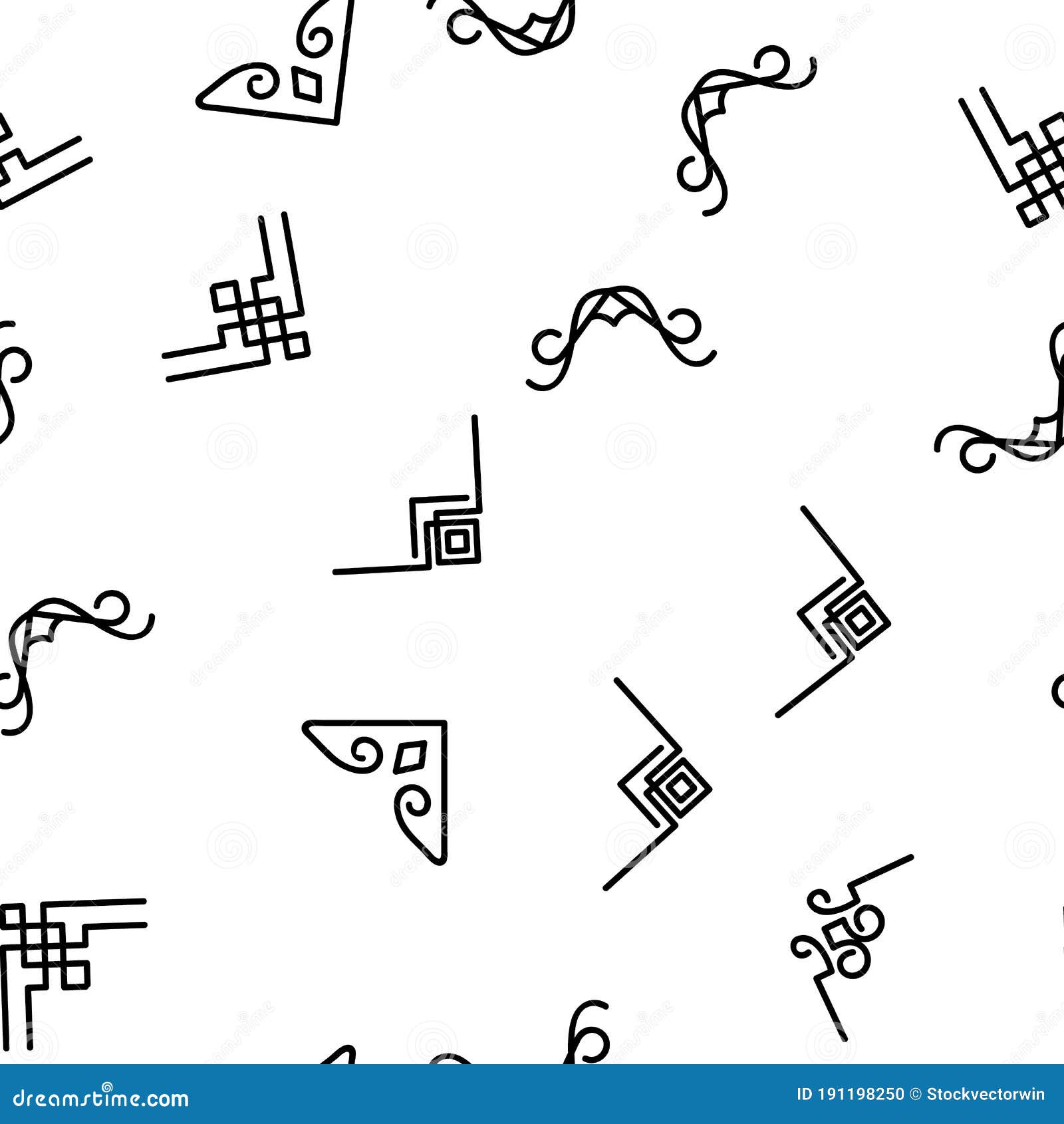 Corner Border Vector Seamless Pattern Stock Vector - Illustration of ...