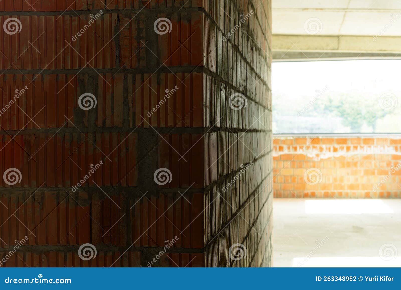 The Corner of the Brick Wall on the Left at the Construction Site in ...