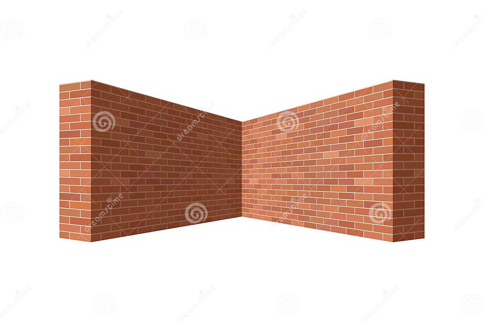 Corner of Brick Wall in the Perspective Stock Vector - Illustration of ...