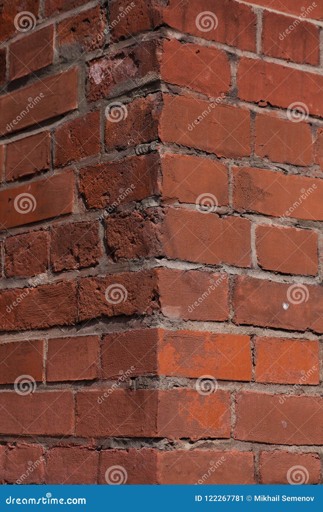 Corner Brick Wall, Red Old Brick Stock Image - Image of construction ...