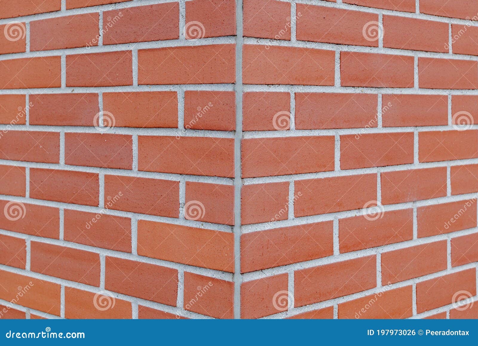 Corner Brick Wall with Running Bond Pattern. Stock Photo - Image of ...