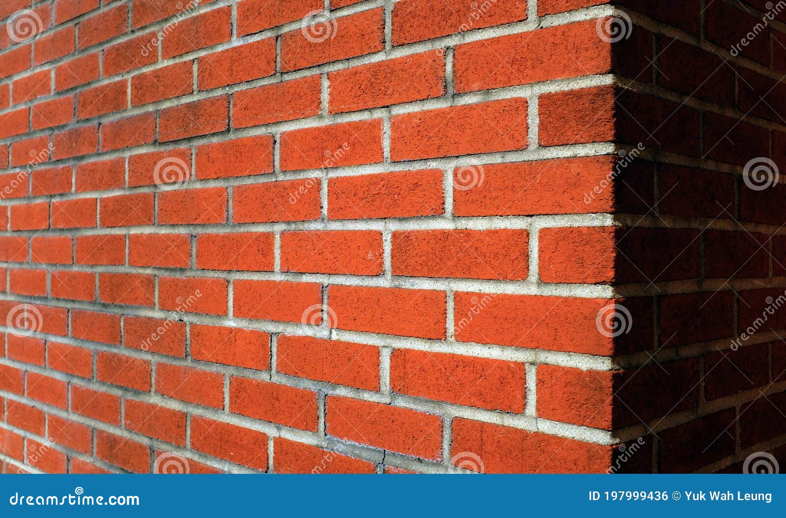 Corner of Bright Red Brick Wall Building Stock Photo - Image of feature ...