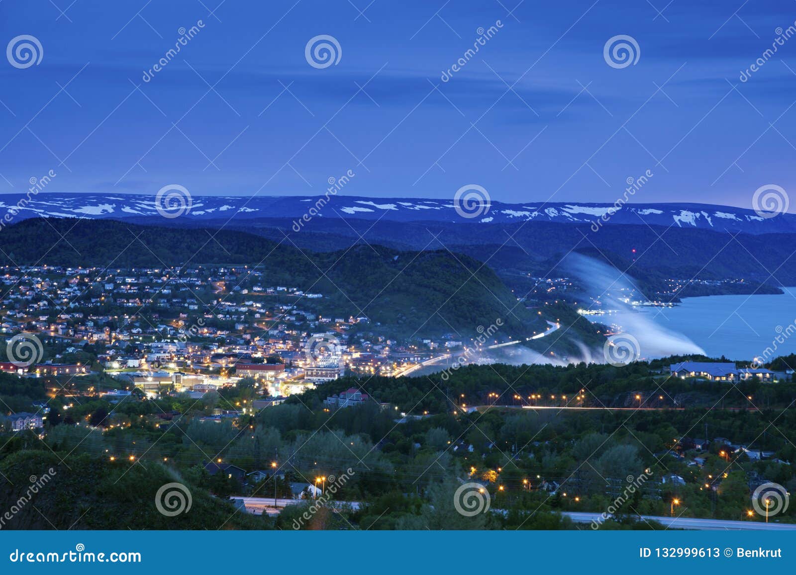 Corner Brook at sunset stock image. Image of john, downtown - 132999613