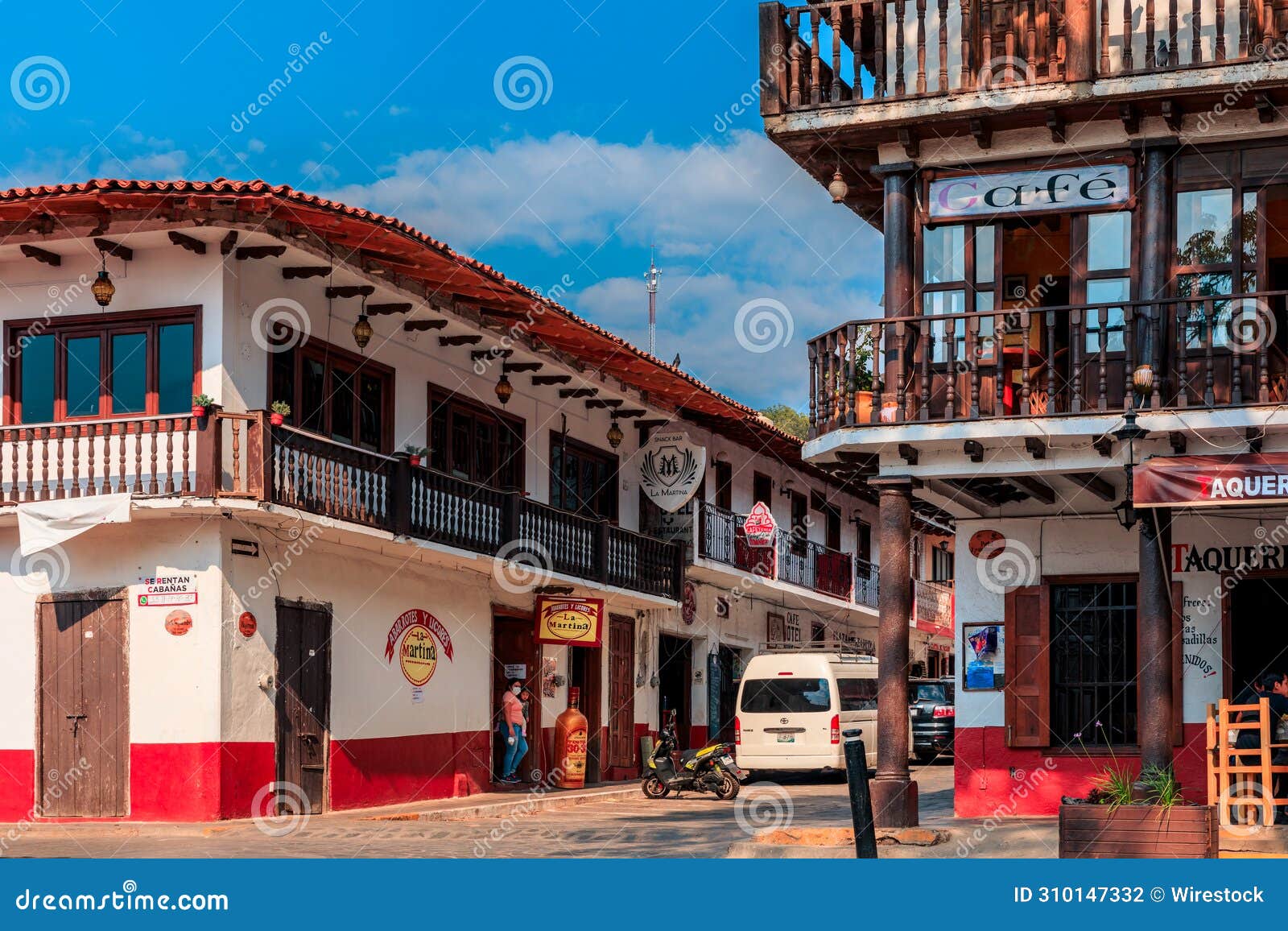 The Red and White Building on the Corner of the Street Editorial ...