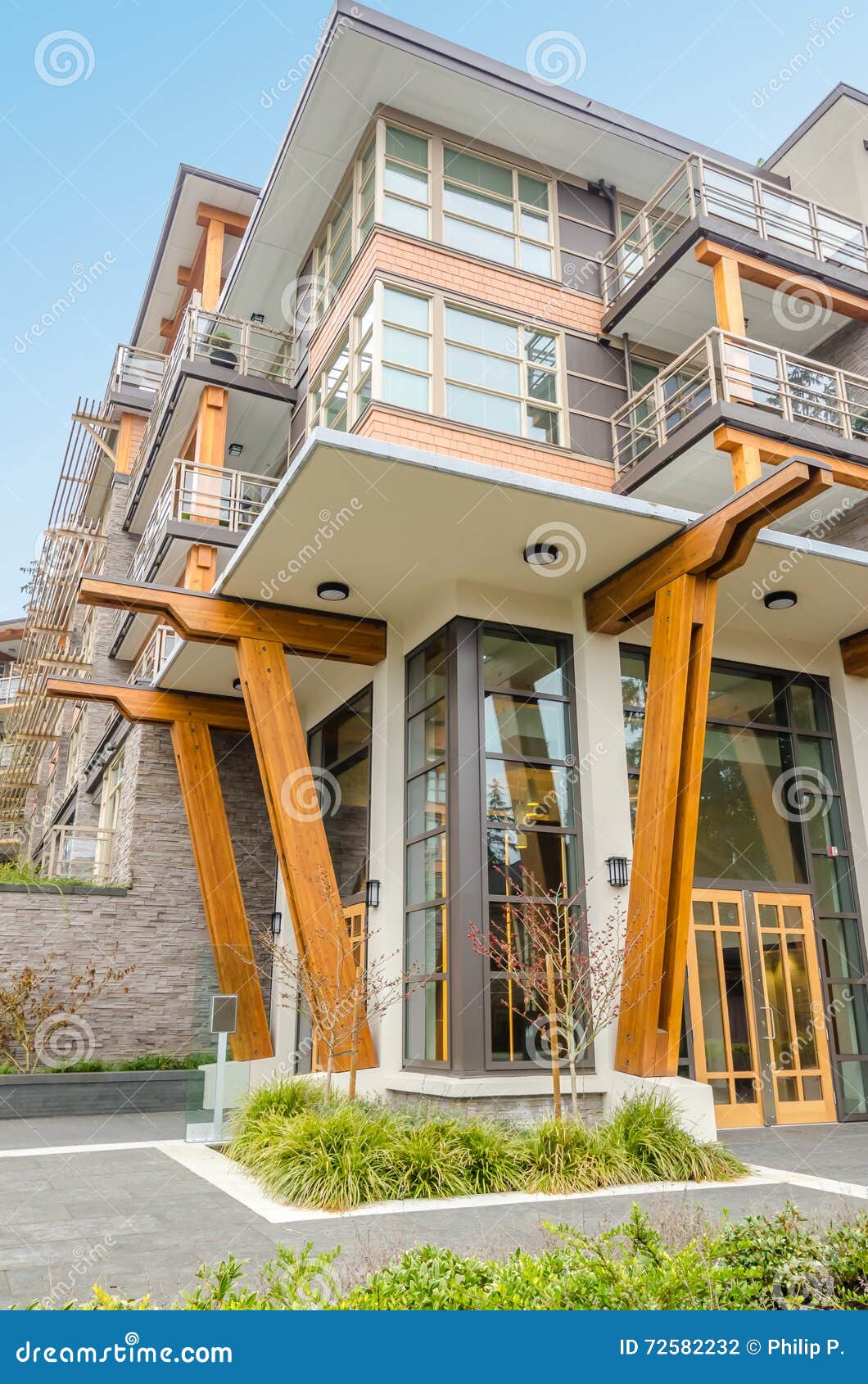 Corner of a building stock photo. Image of cedar, stone - 72582232