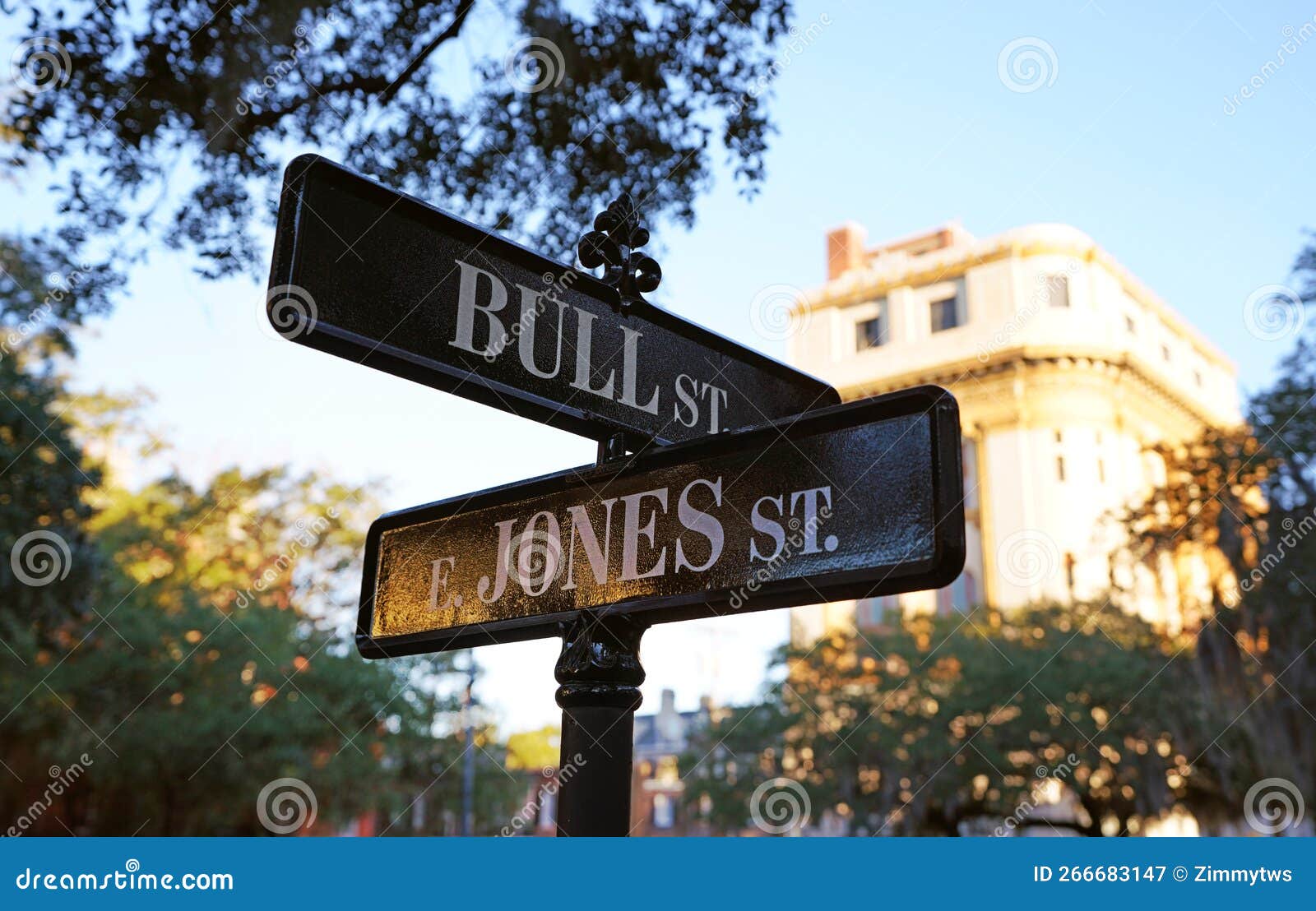 The Corner of Bull and Jones St in the Savannah Historic District Stock ...