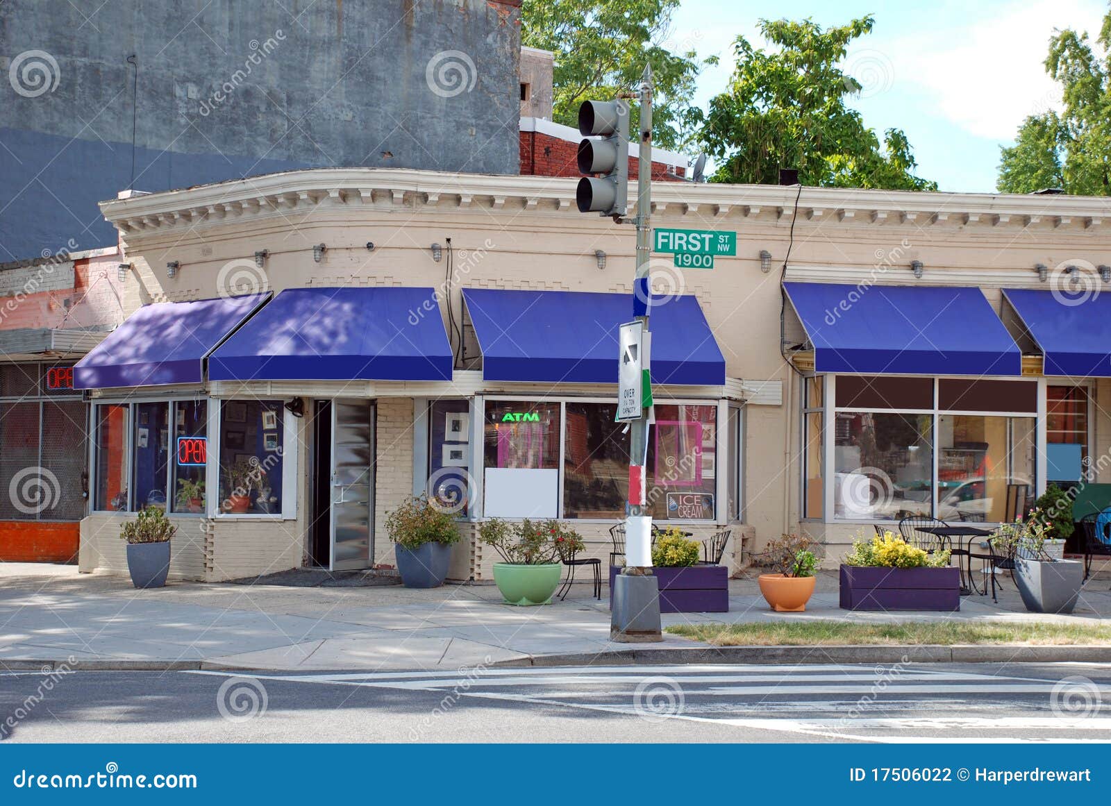 Corner Cafe in the City stock photo. Image of pedestrian - 17506022