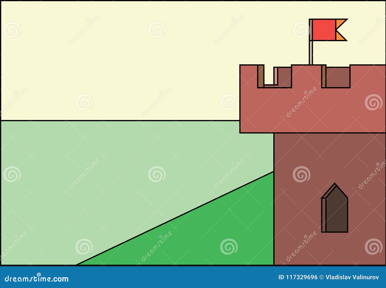 Corner Castle Tower with a Banner, Stained-glass Window Stock Vector ...