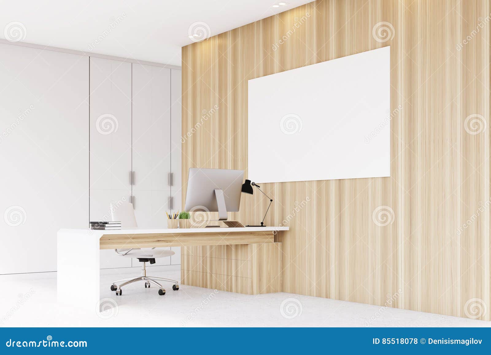 Corner of CEO Office, Wooden Wall, Poster Stock Illustration ...