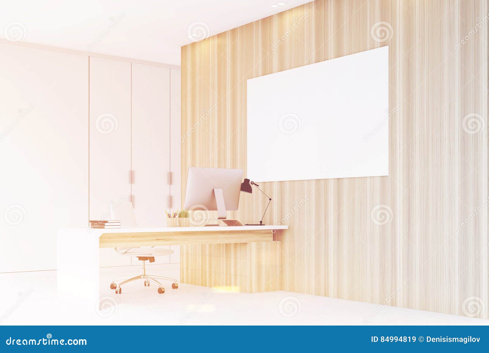 Corner of CEO Office, Wooden Wall, Poster, Toned Stock Illustration ...
