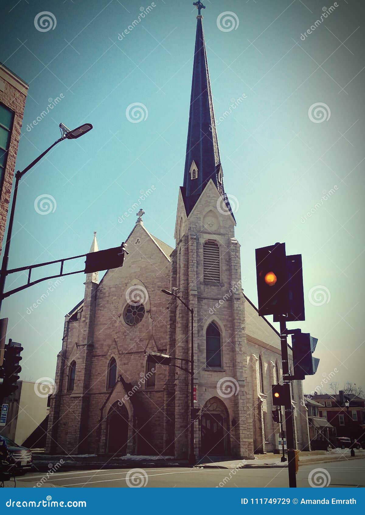 Corner church stock image. Image of corner, church, street - 111749729