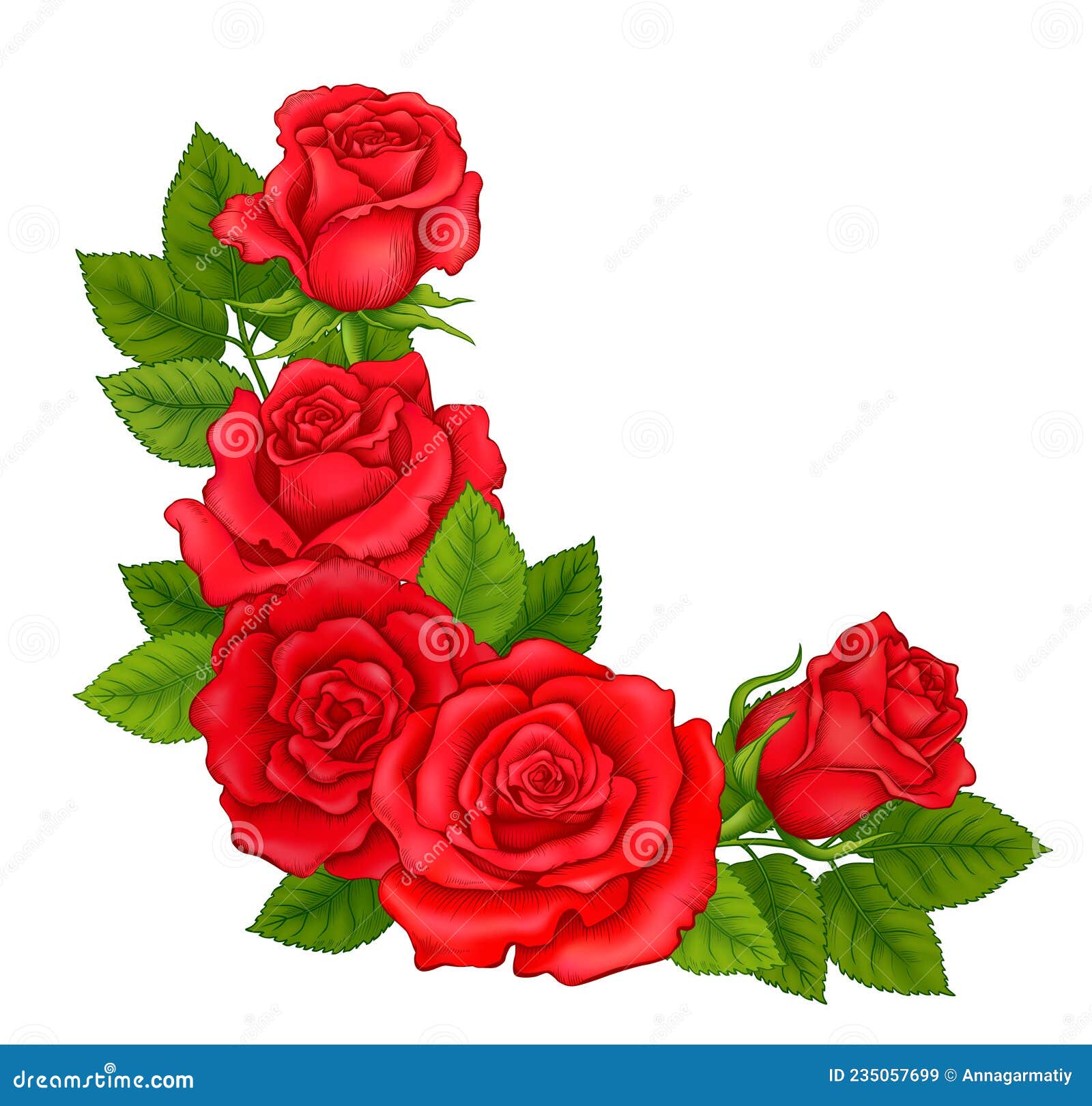 Corner Composition with Red Roses Stock Vector - Illustration of copy ...