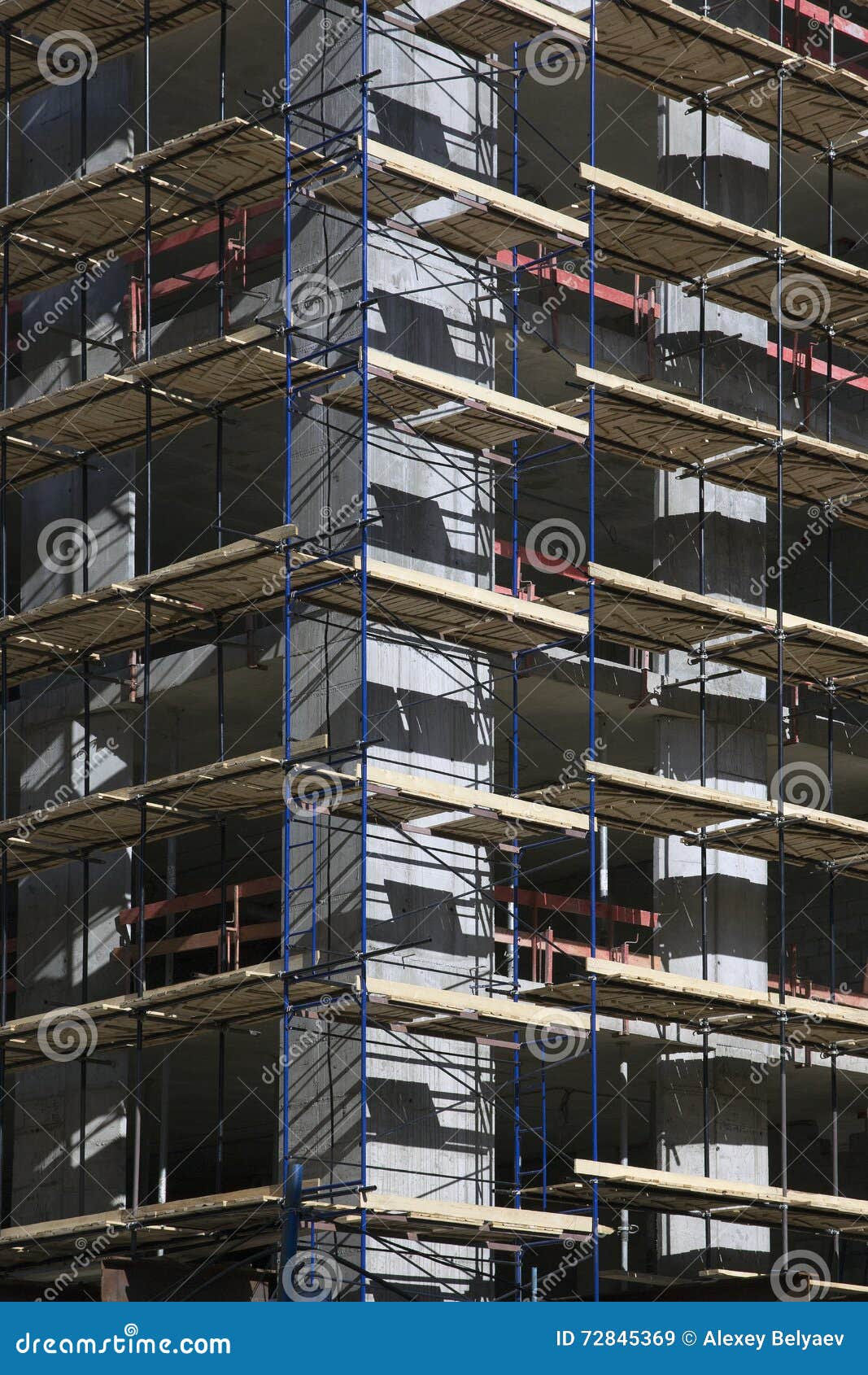 Corner of Concrete Building Under Construction with Scaffolding Stock ...