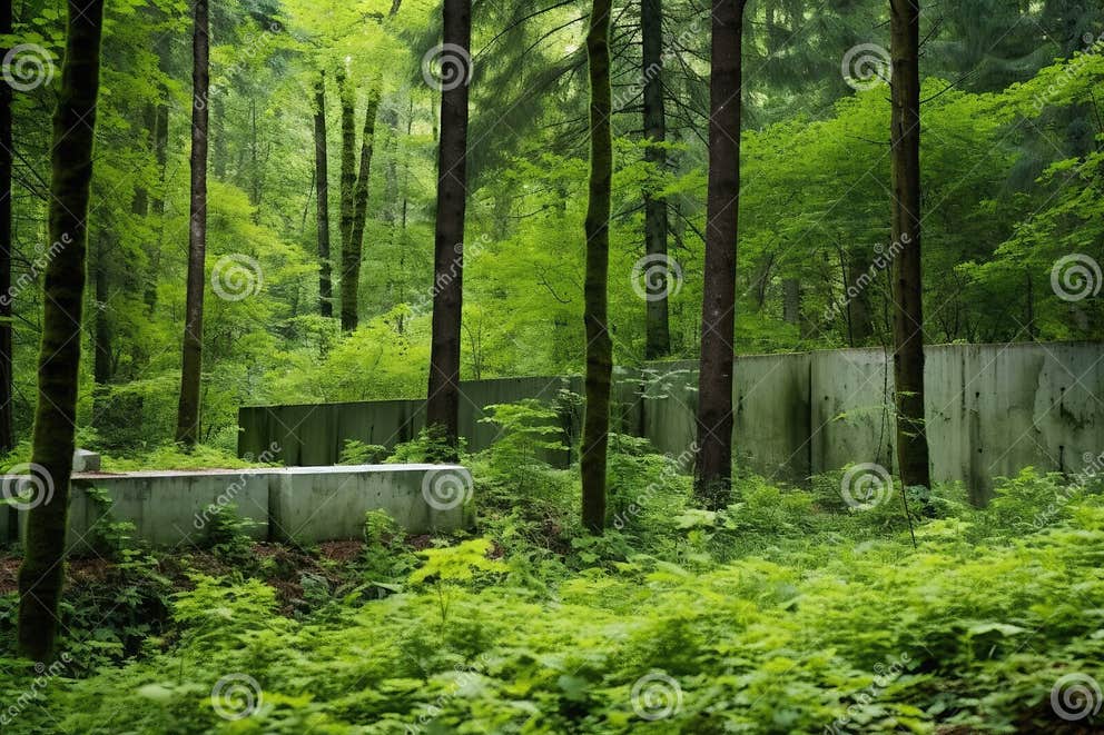 Corner of Concrete Jungle Encroaching on Forest Stock Image - Image of ...