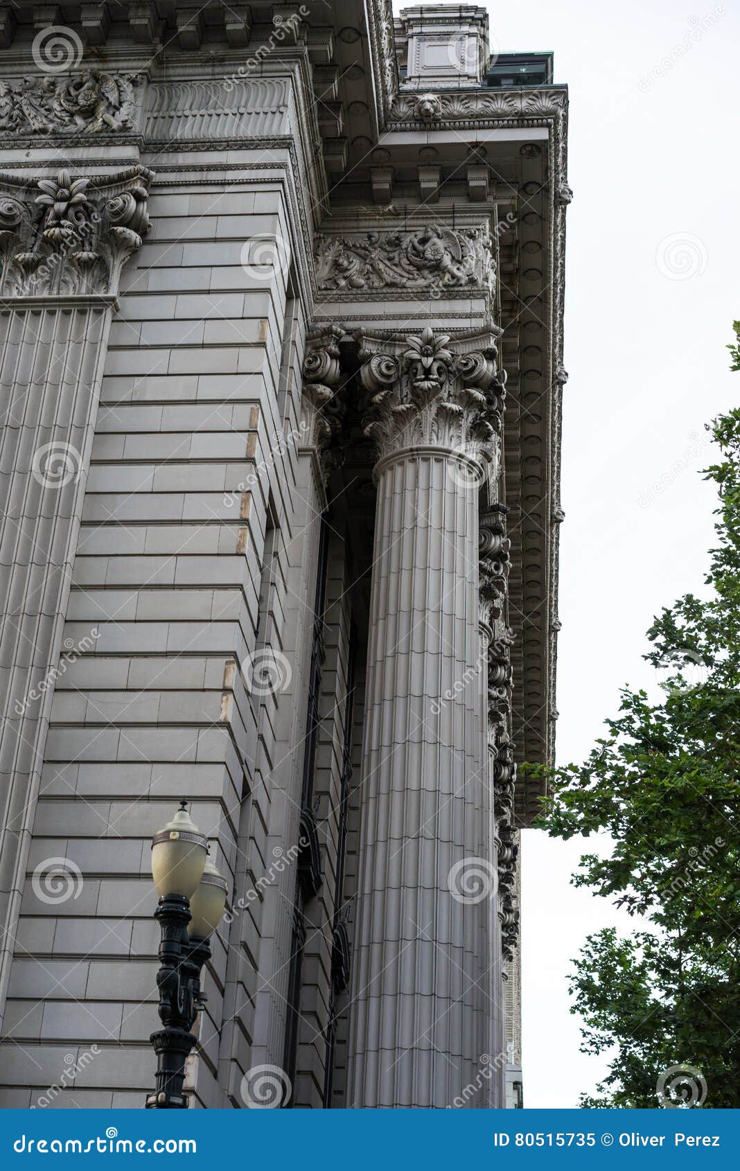 Corner of Dark Grey Building Columns Stock Image - Image of carving ...