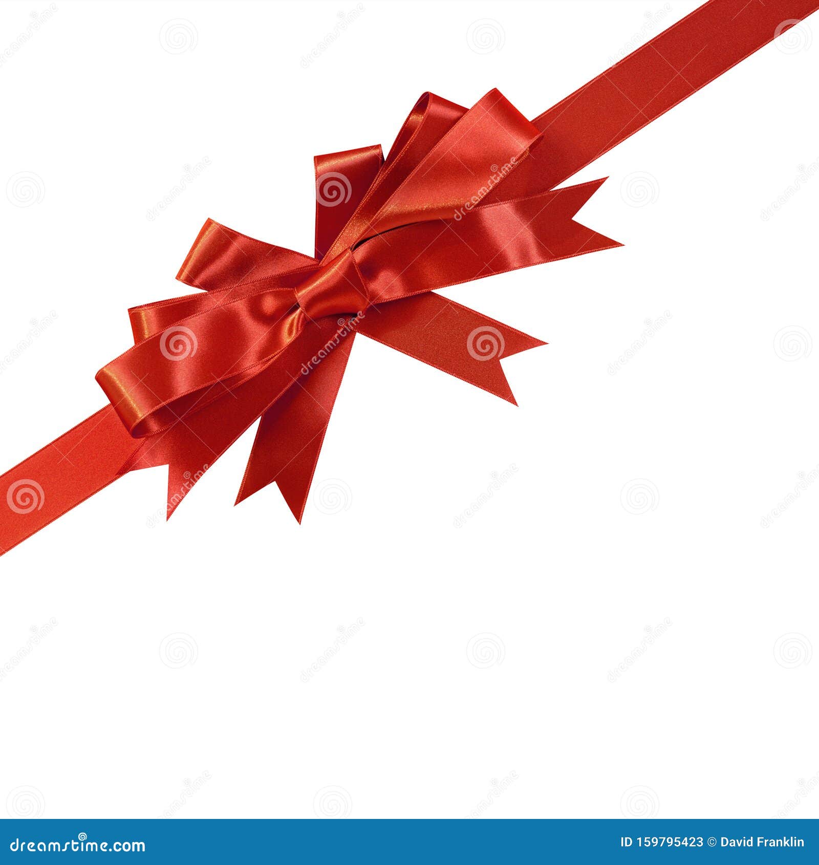 Corner Diagonal Red Bow Gift Ribbon Isolated on White Stock Image ...