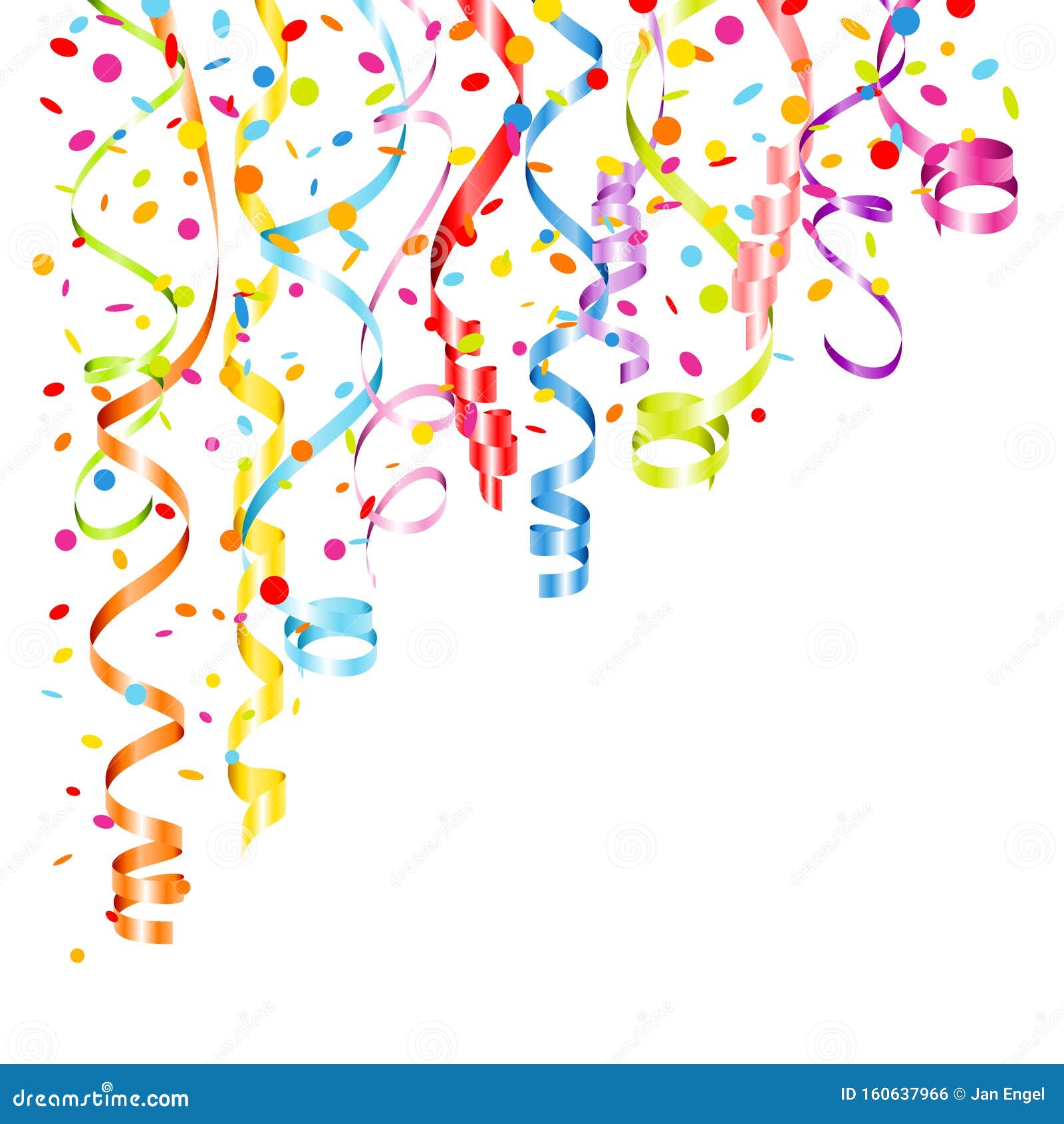 Corner with Different Colorful Streamers and Confetti Up Left Stock ...