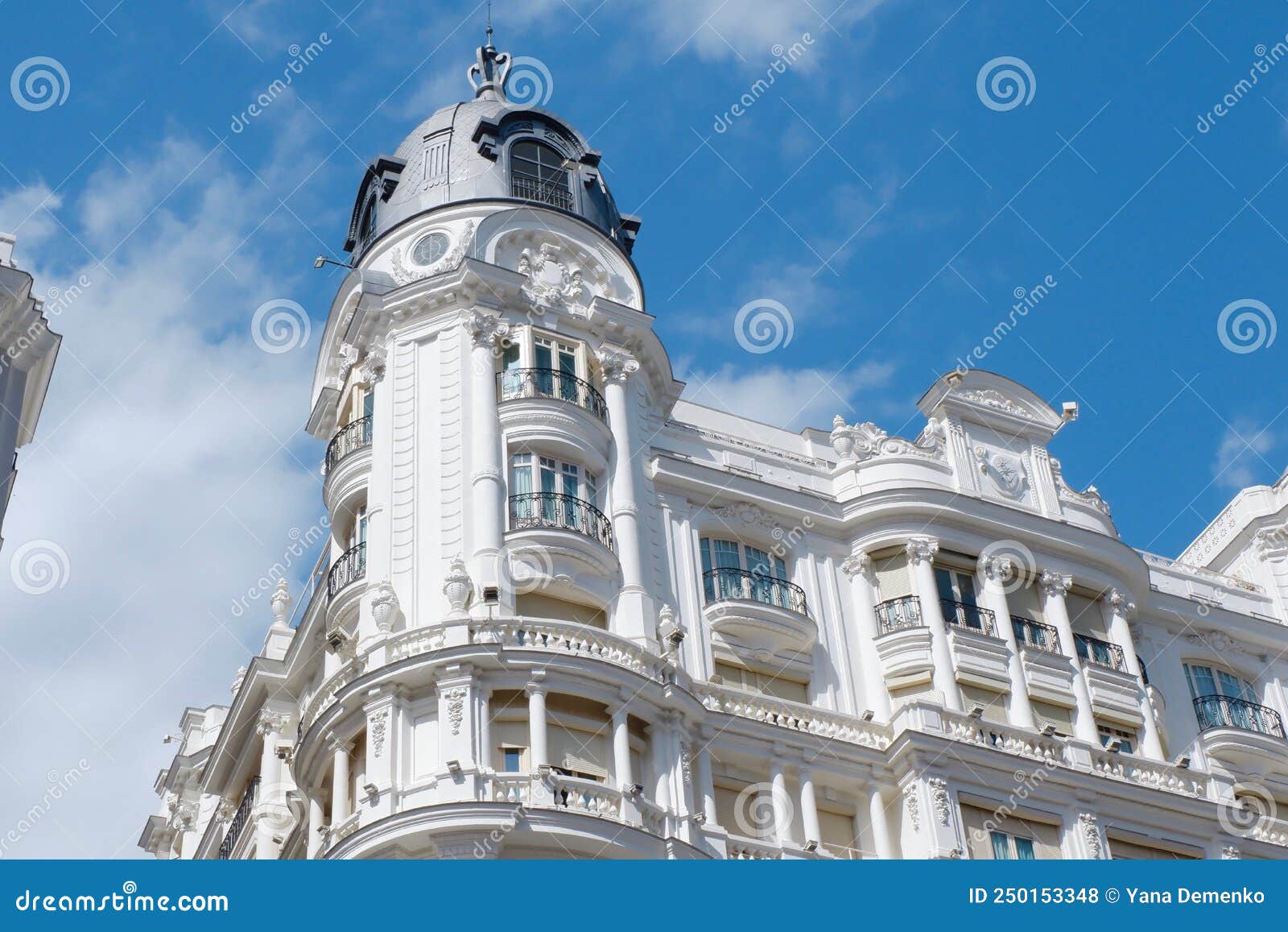 Corner of Elegant Old Building with Rounded Forms in Balconies and ...