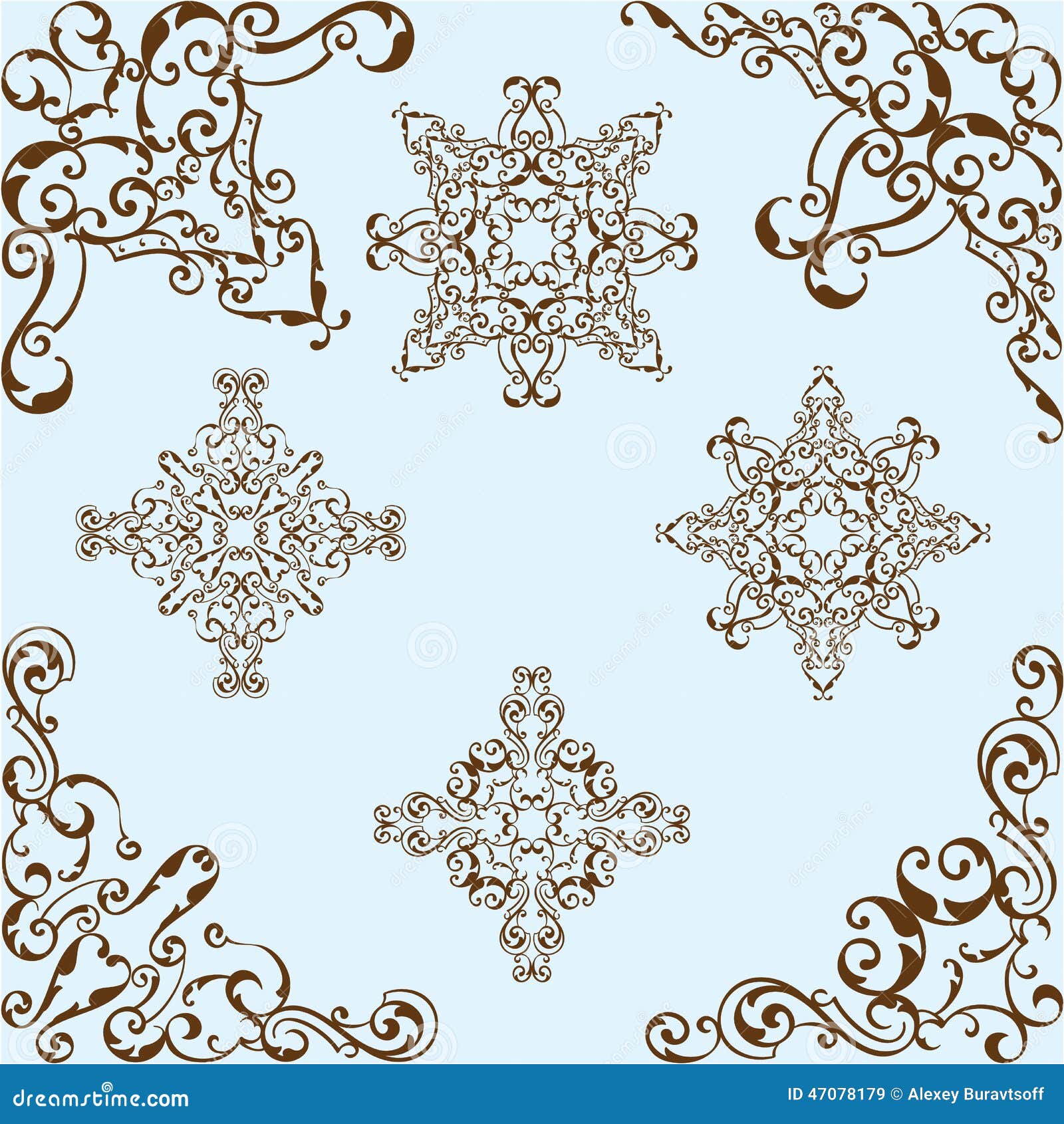 Corner elements set stock vector. Illustration of element - 47078179