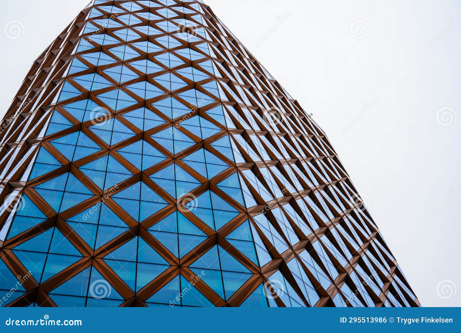 Corner Facade of a Glass and Copper High Rise Building.. Stock Photo ...
