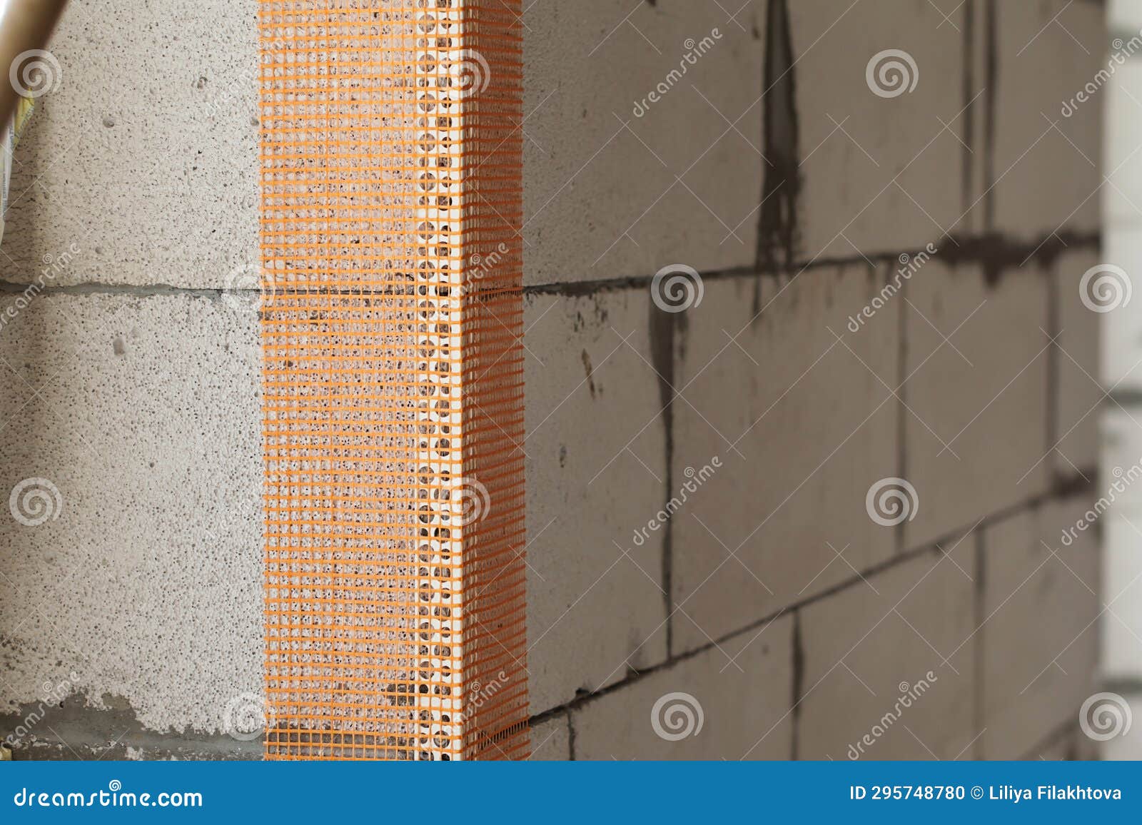 Reinforcement Corner Concrete Bars With Wire Rod. Brickwork With Iron ...