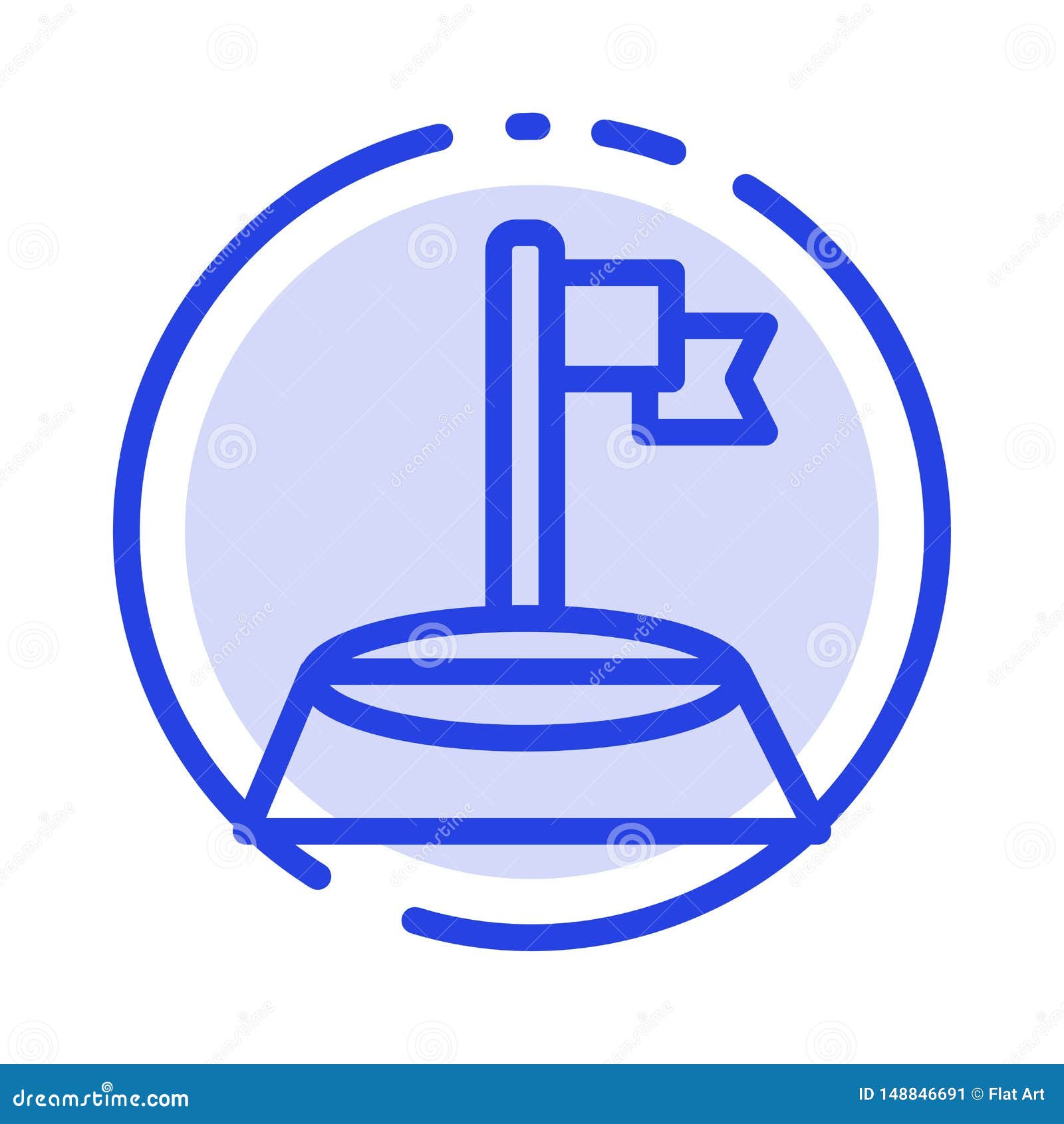 Corner, Flag, Golf, Sport Blue Dotted Line Line Icon Stock Vector ...