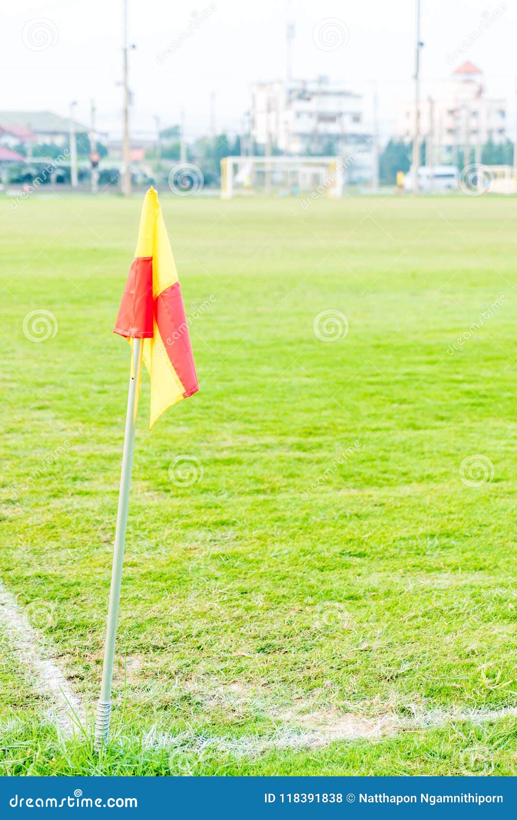 Corner Flag in Green Football Field Stock Photo - Image of corner, play ...