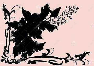 Corner Flower Silhouette on Pink Stock Illustration - Illustration of ...