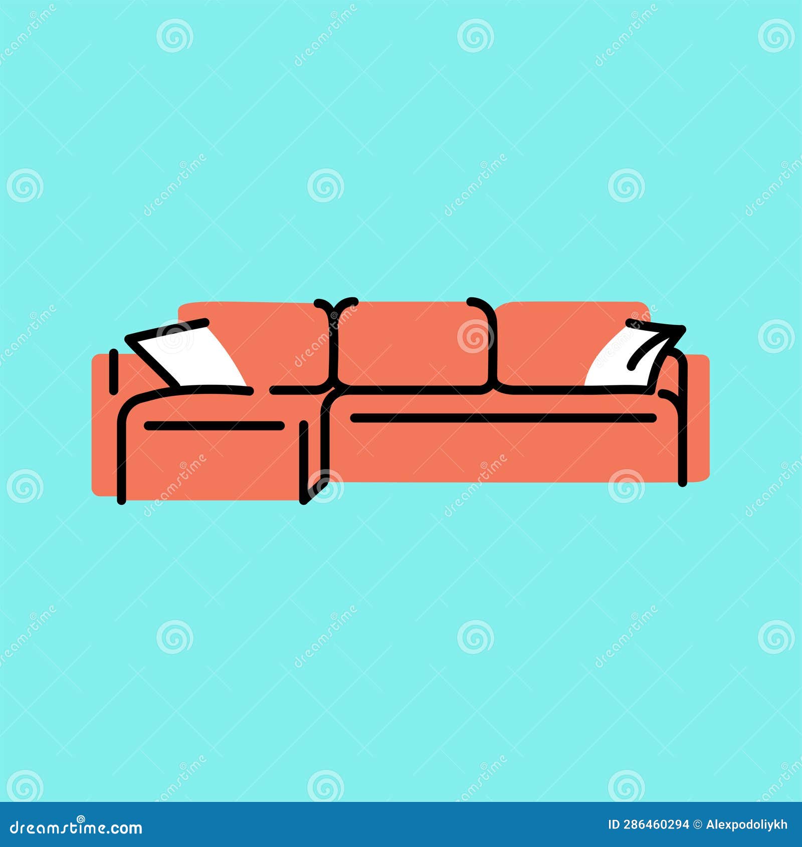 Corner Folding Sofa Black Line Icon Stock Vector - Illustration of ...