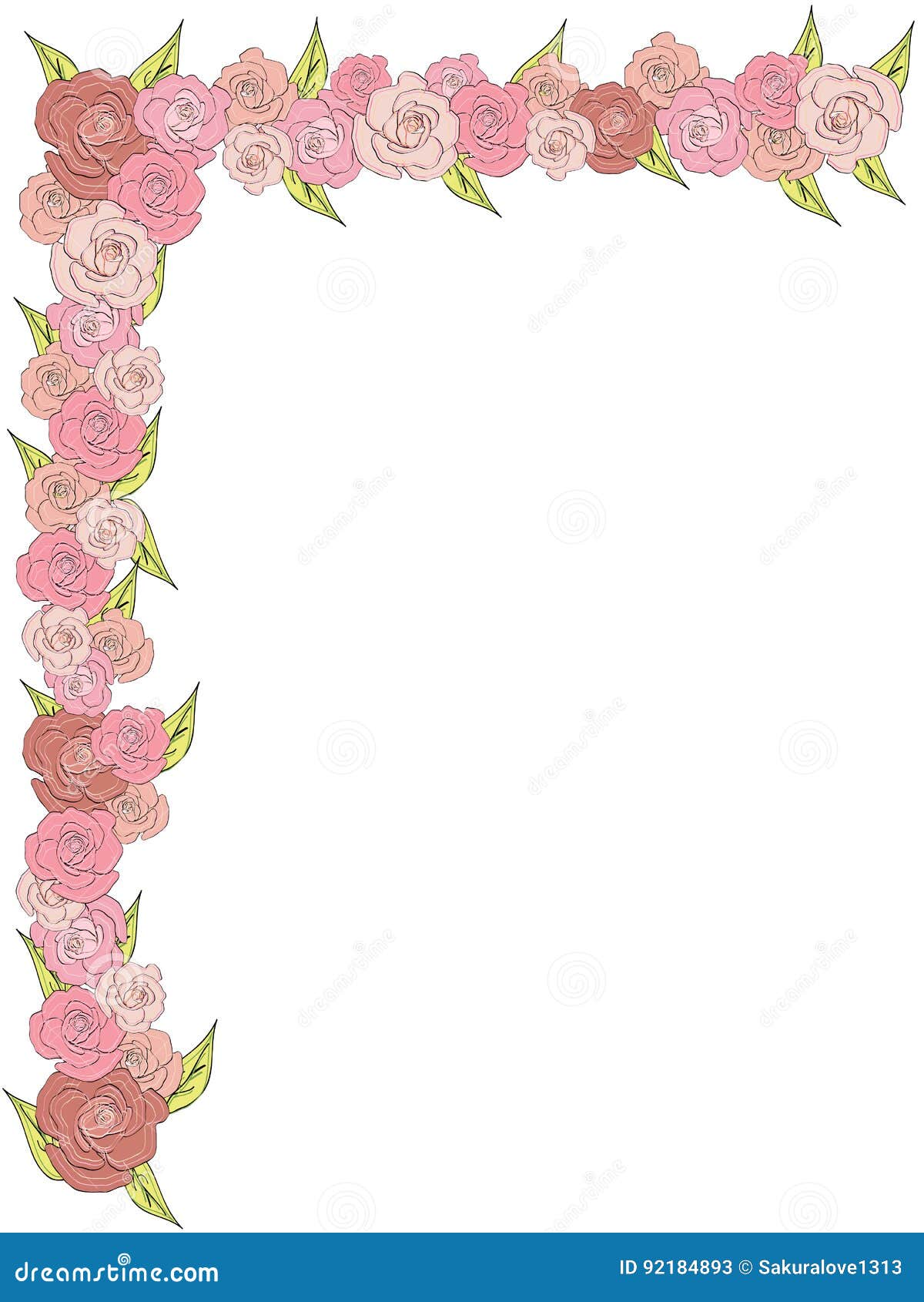 Corner Frame of Delicate Roses, Wedding Stock Vector - Illustration of ...