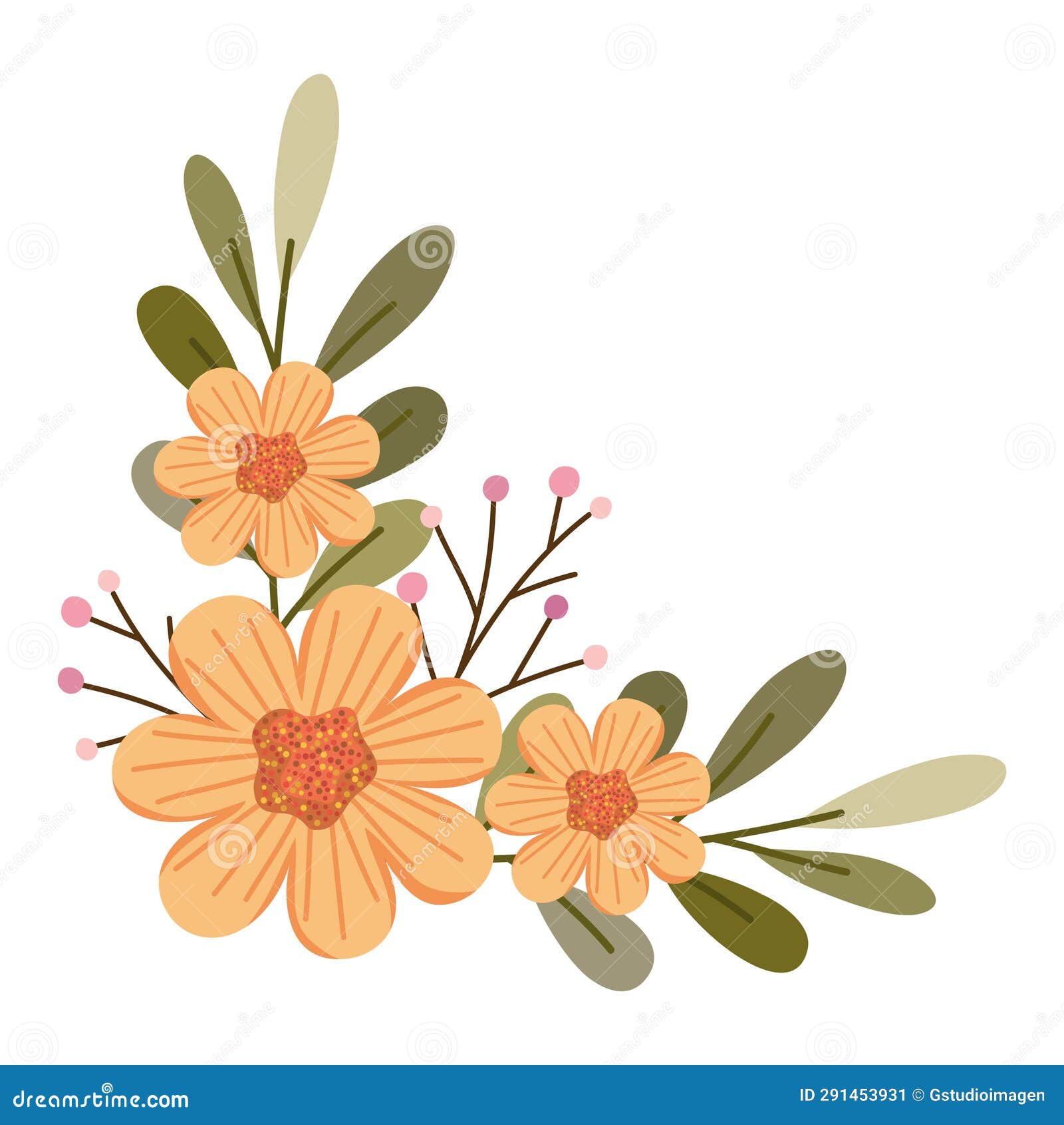 Corner Frame Flowers Botanical Stock Vector - Illustration of ...