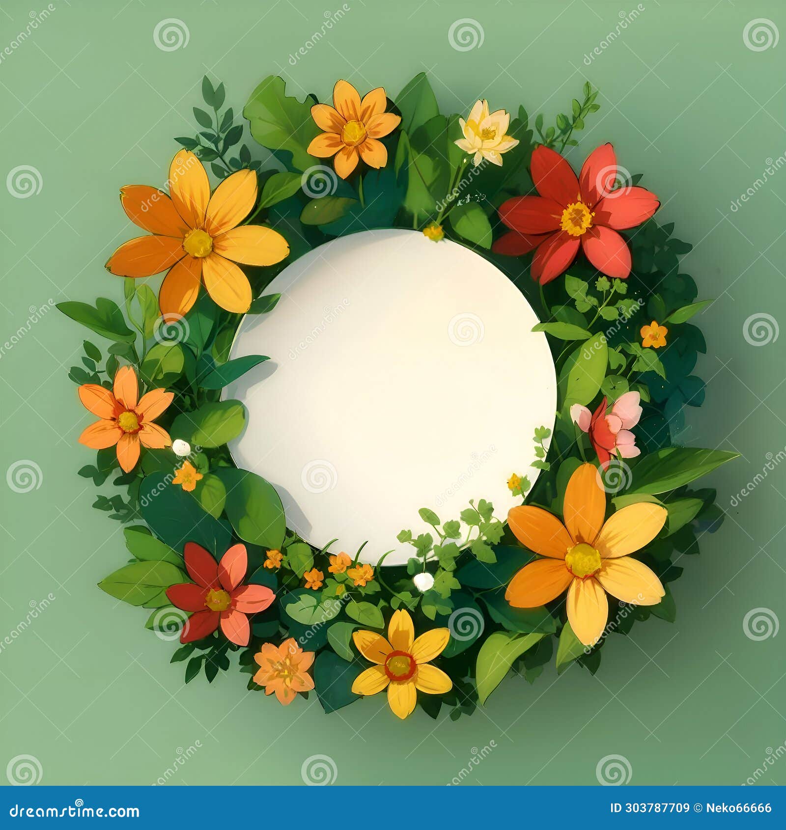 Corner Frame of Flowers. Green Background Stock Image - Image of ...