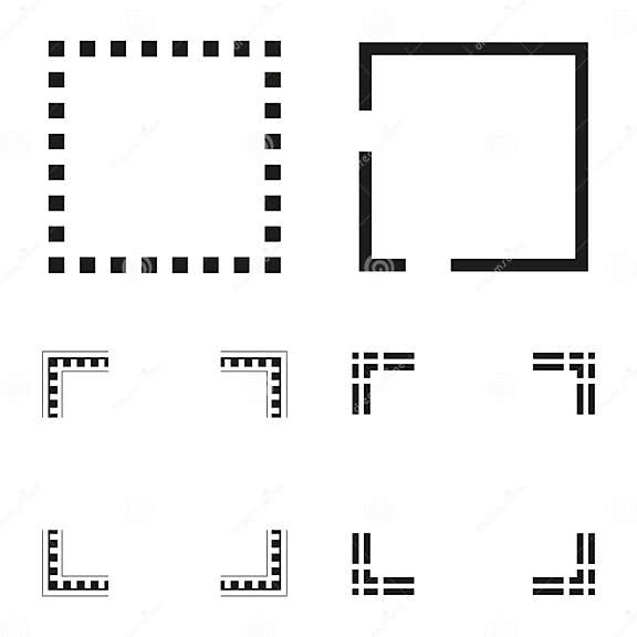 Corner Frame Set. Black Decorative Borders. Minimal Corner Outlines ...