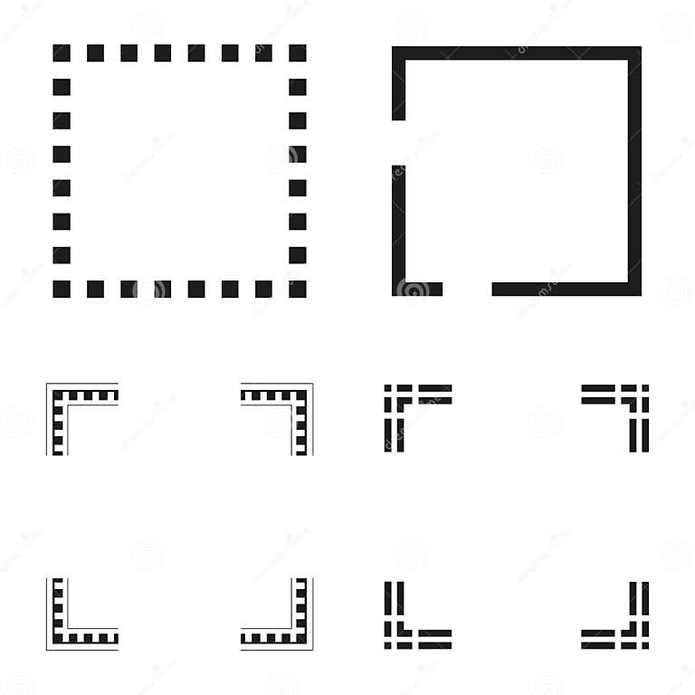 Corner Frame Set. Black Decorative Borders. Minimal Corner Outlines ...