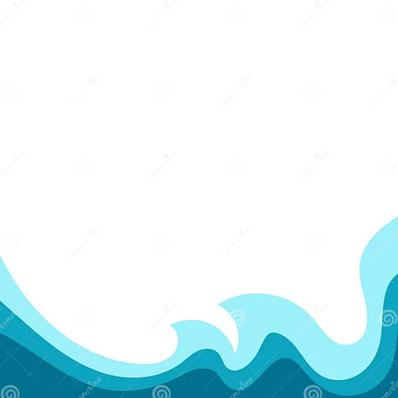 Corner Frame Water Design Elements Isolate. Waves Frame Vector Stock ...