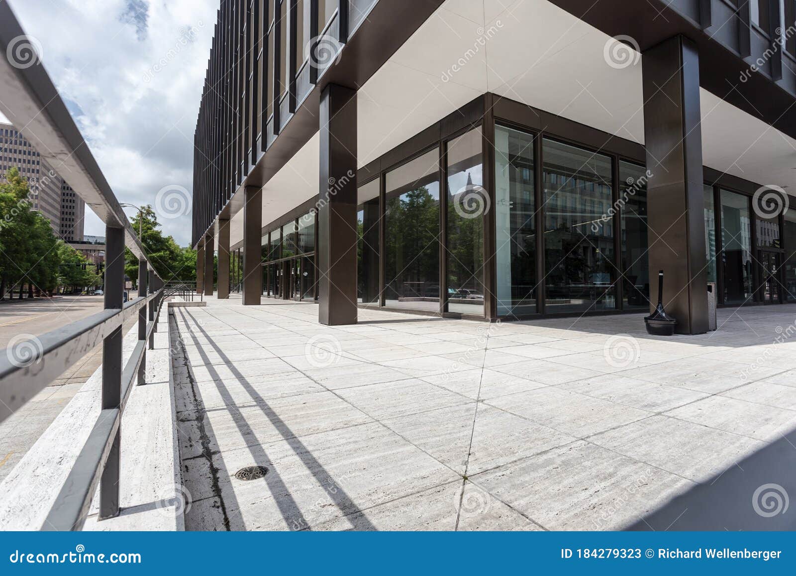 Generic Office Building in a Plain Urban Downtown Area with Clouds ...