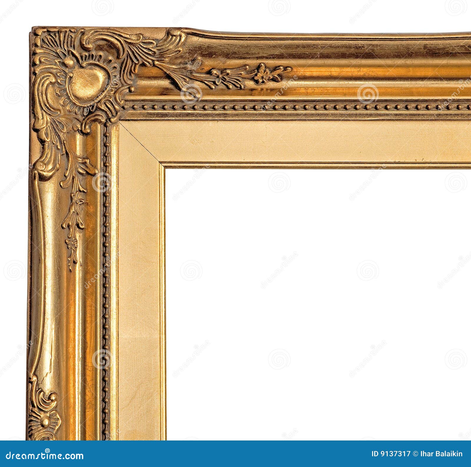 Corner of Gold Picture Frame Stock Image - Image of ornamental, museum ...