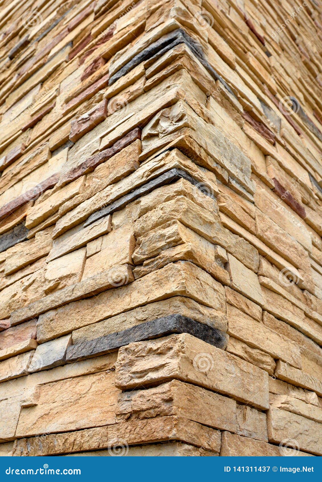 Corner of Hew Stone Walls. Cut Stone Rustication Texture. Stock Image ...