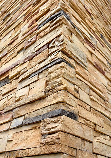 Corner of Hew Stone Walls. Cut Stone Rustication Texture. Stock Image ...