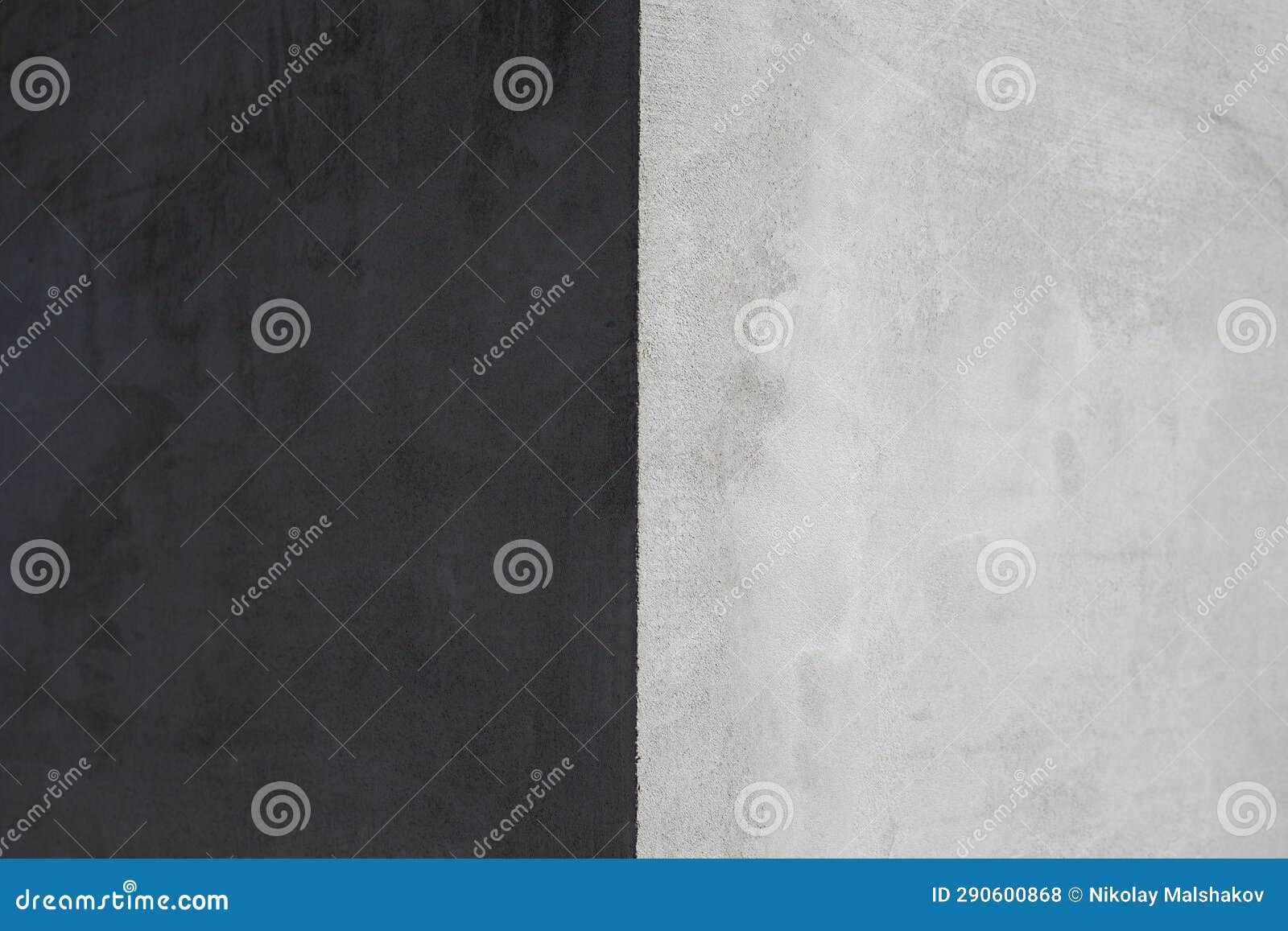 The Corner of the House is Covered with Gray Putty, the Light and Dark ...