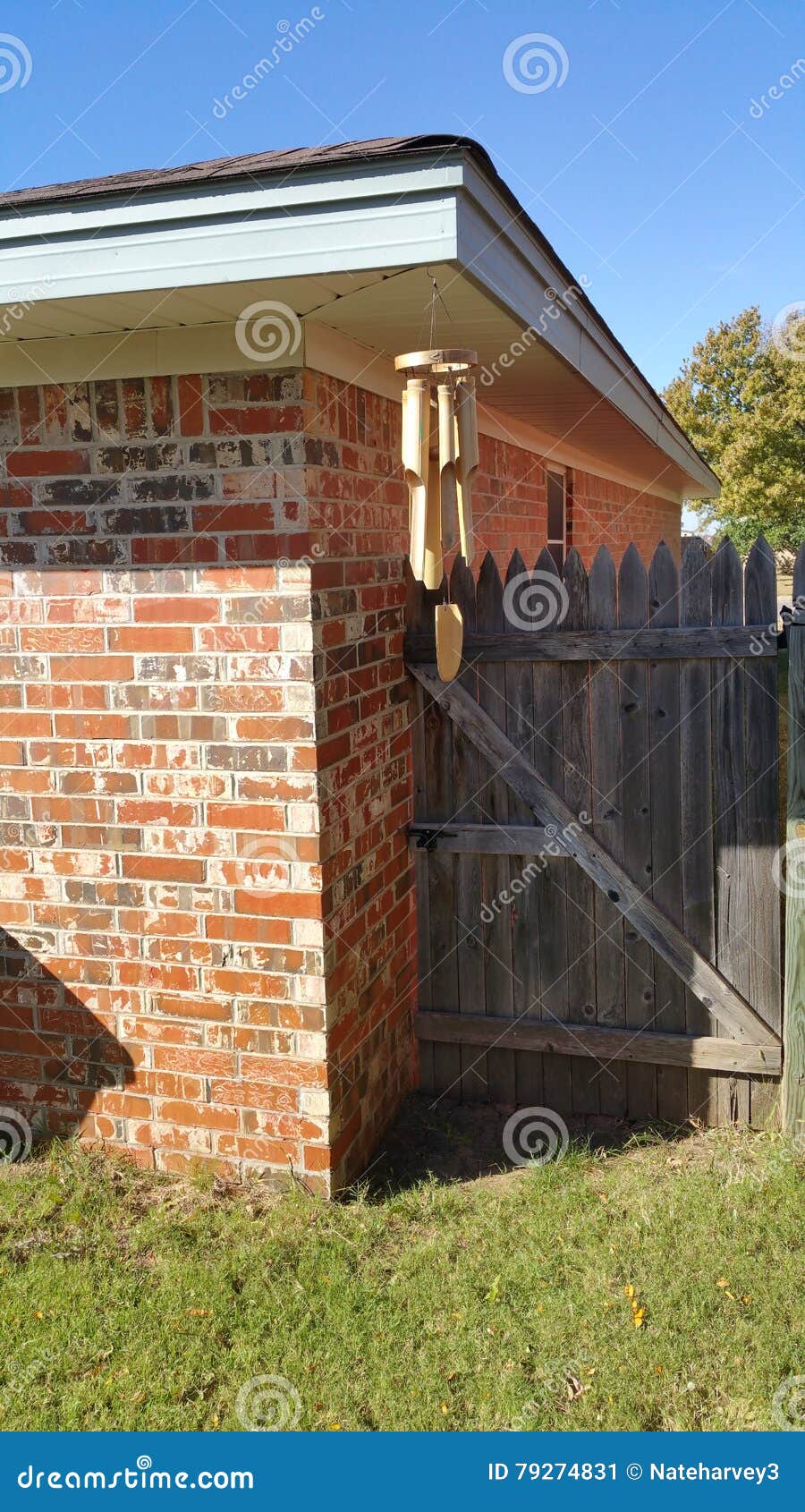 Corner House by Wooden Gate Stock Image - Image of house, corner: 79274831